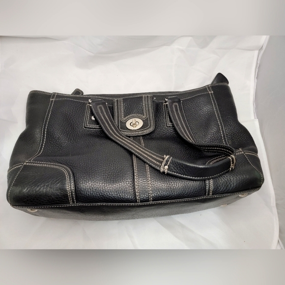 Coach | Bags | Coach Hamilton Turn Lock Pebble Leather F396 Black ...